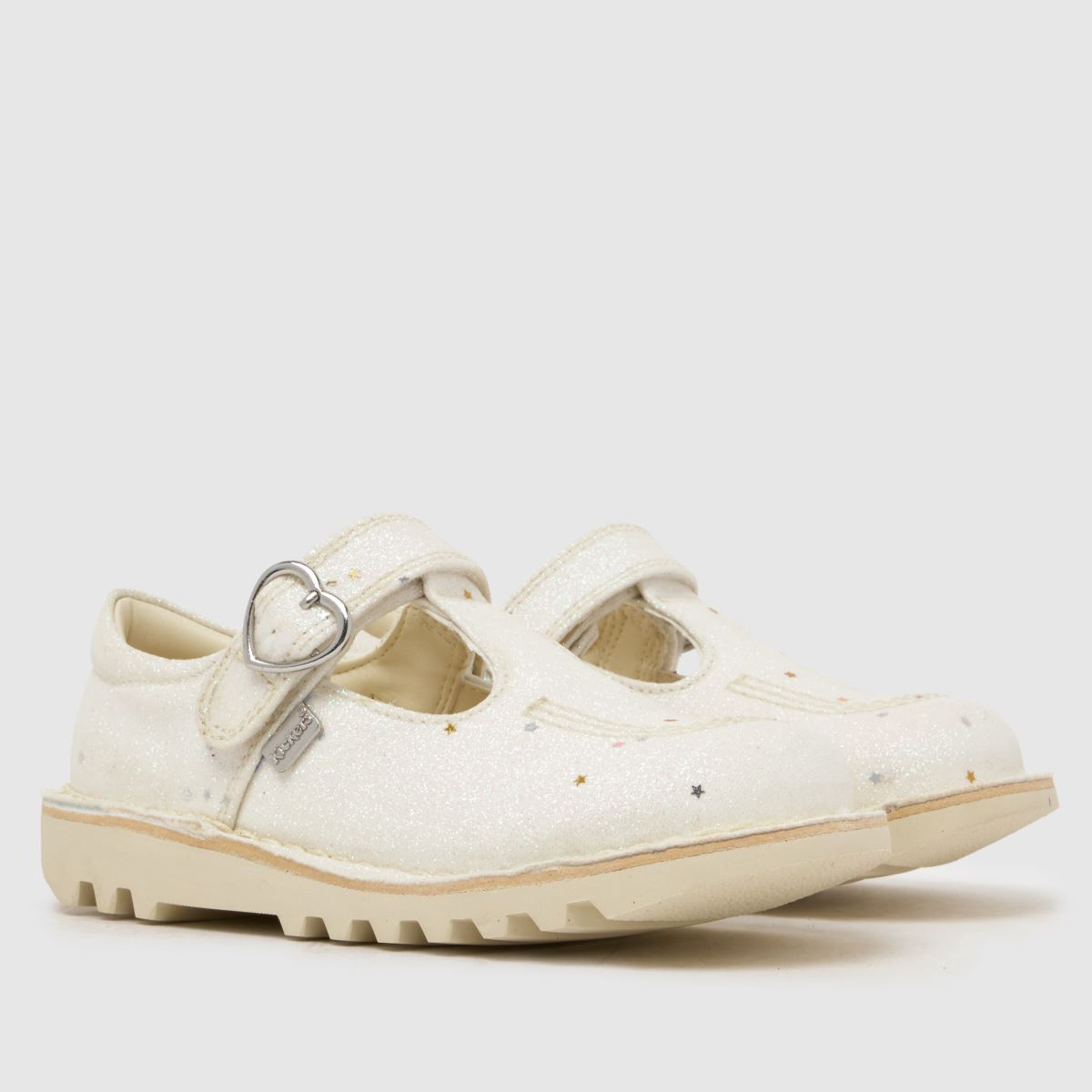 Kids Girls Toddler White Kickers Kick T-Bar Glitter Shoes | schuh