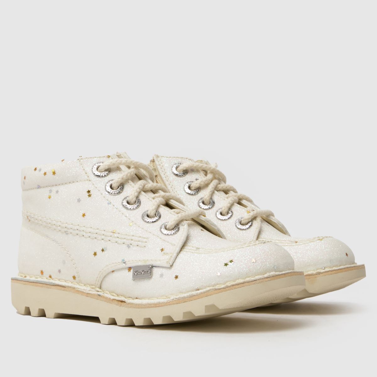 Kids Girls Junior White Kickers Kick Hi Glitter Boots | schuh