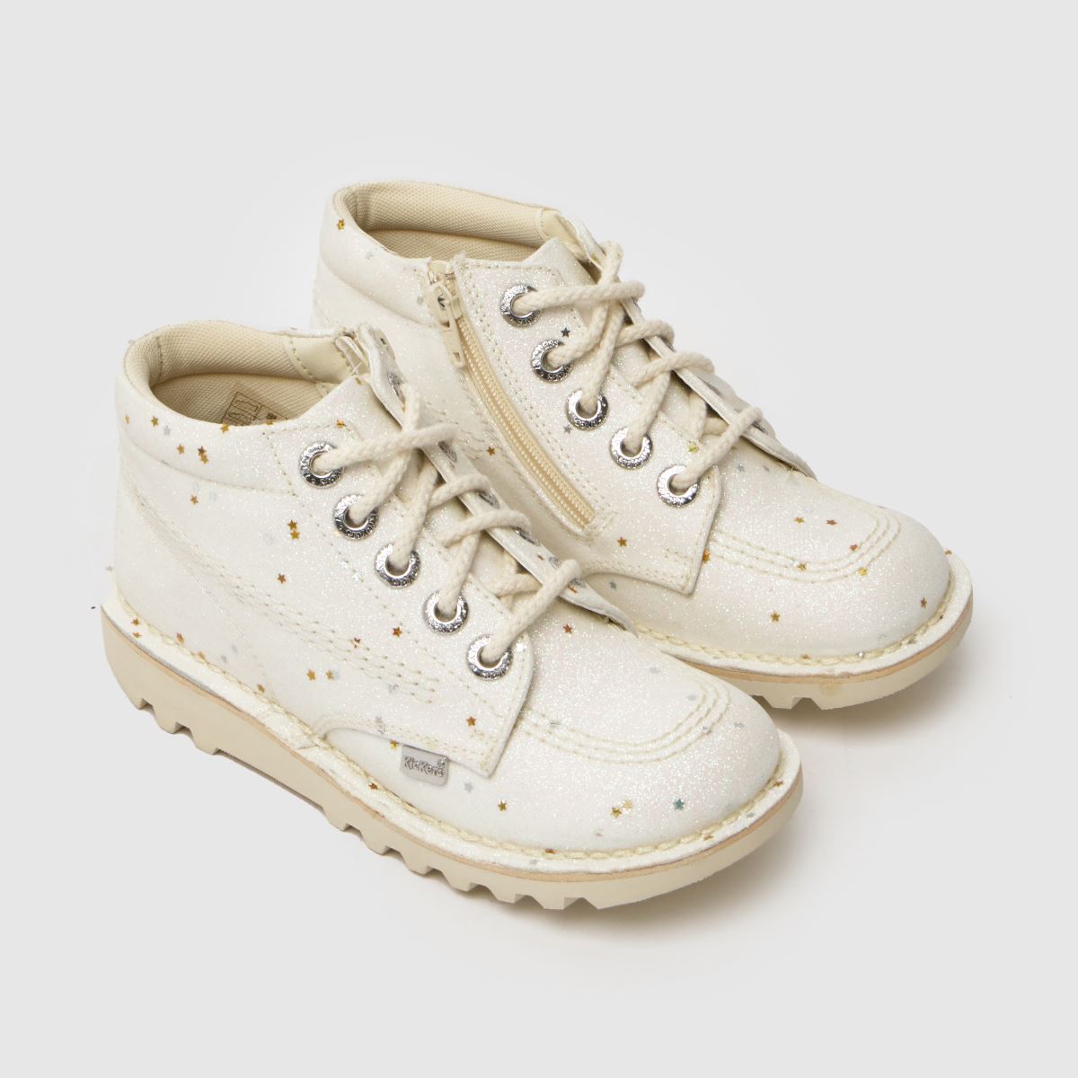 Kids Girls Junior White Kickers Kick Hi Glitter Boots | schuh