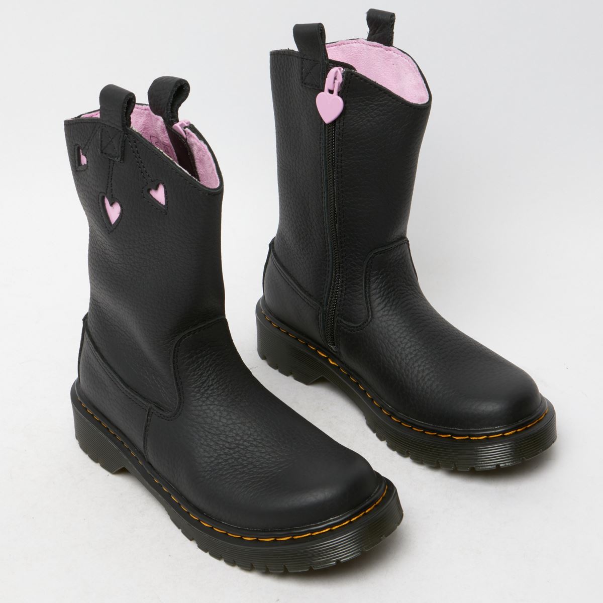 Kids Girls Youth Black Dr Martens Bex Heart Pull-On Boots | schuh