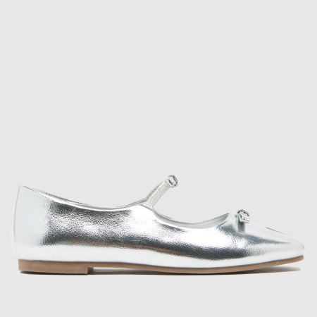 Kids Girls Junior Silver schuh Lunar Bow Ballerina Shoes | schuh