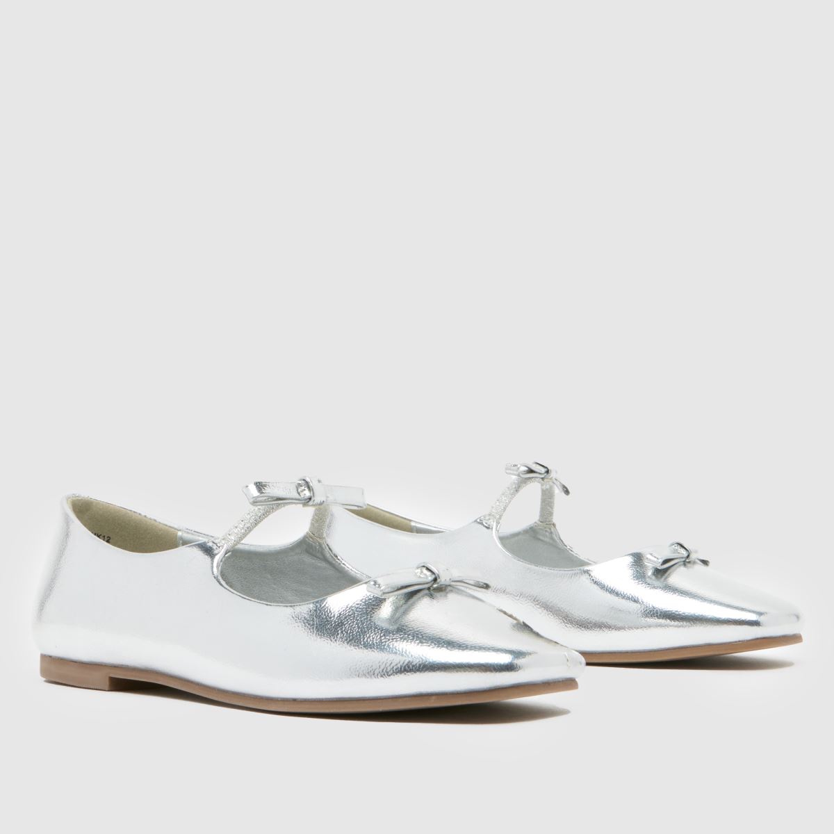 Kids Girls Junior Silver schuh Lunar Bow Ballerina Shoes | schuh