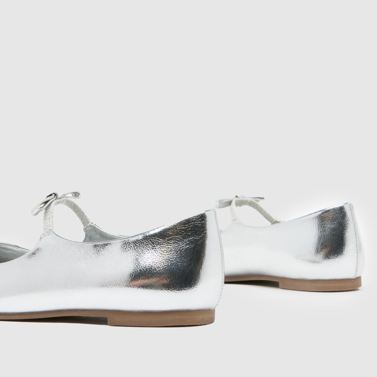 Kids Girls Junior Silver schuh Lunar Bow Ballerina Shoes | schuh