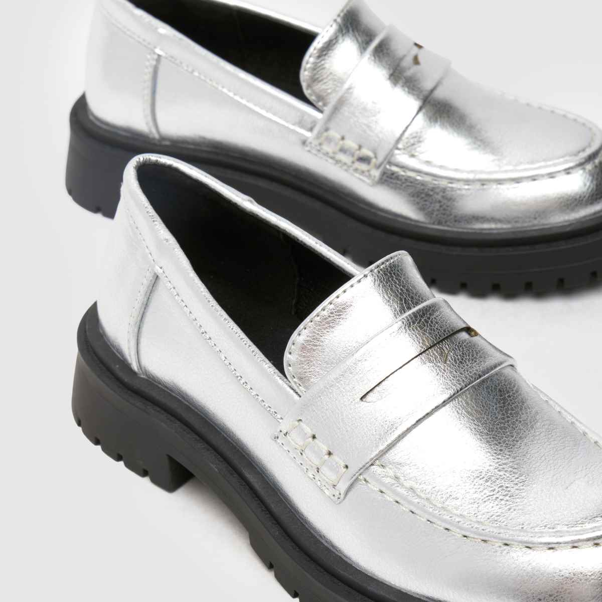 Kids Girls Junior Silver schuh Lainey Loafer Shoes | schuh