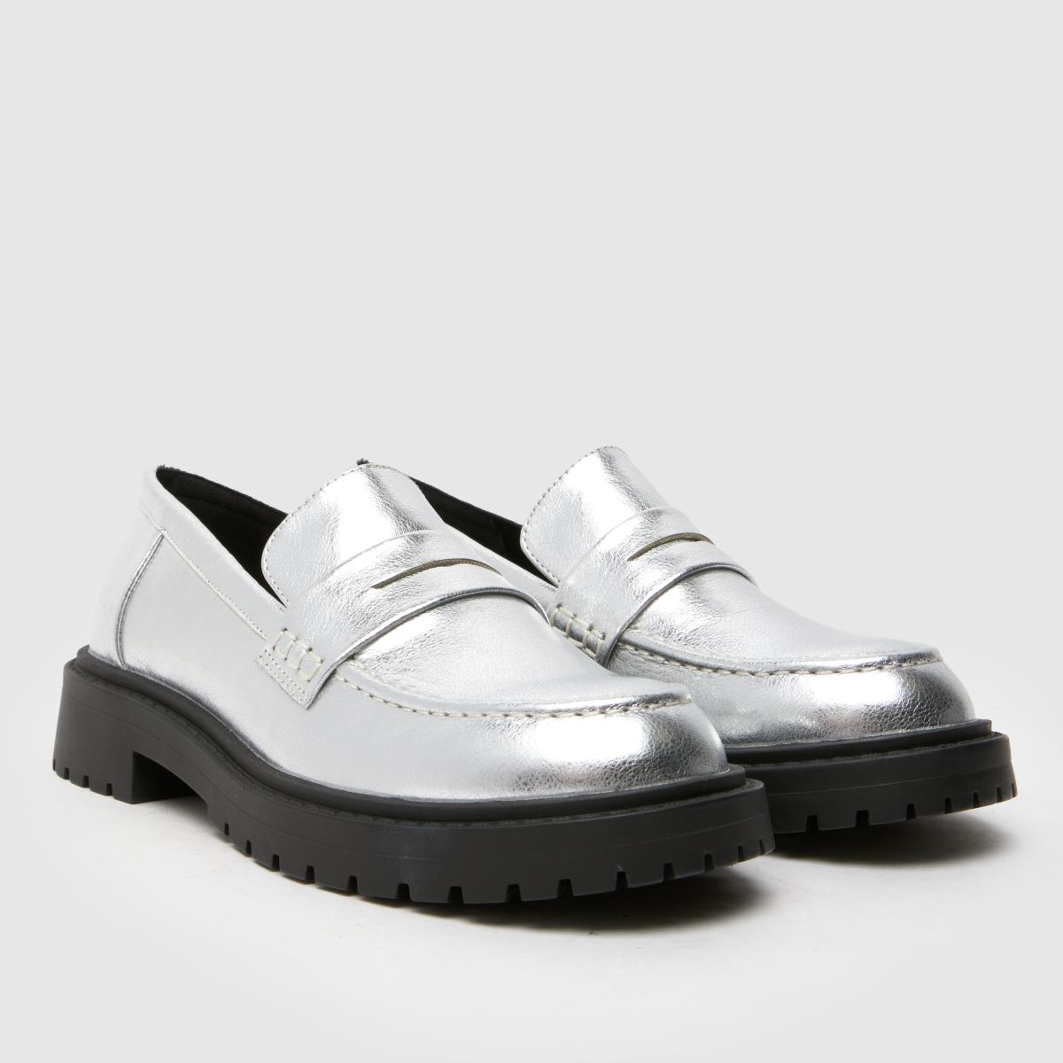Kids Girls Youth Silver schuh Lainey Loafer Shoes | schuh