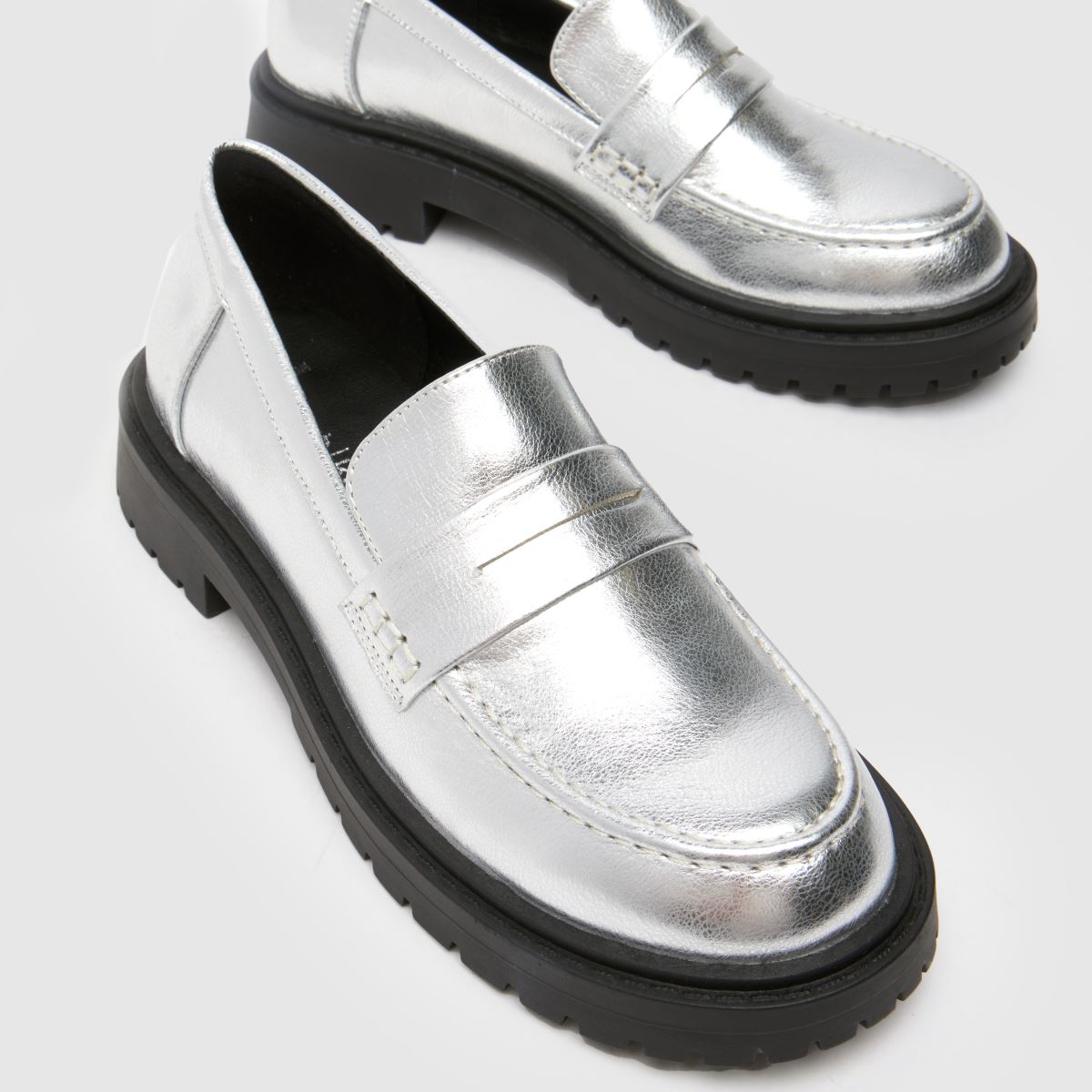 Kids Girls Youth Silver schuh Lainey Loafer Shoes | schuh