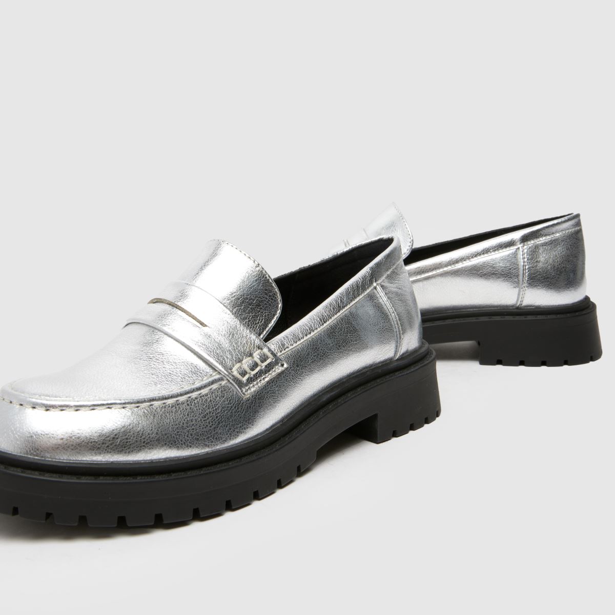 Kids Girls Youth Silver schuh Lainey Loafer Shoes | schuh