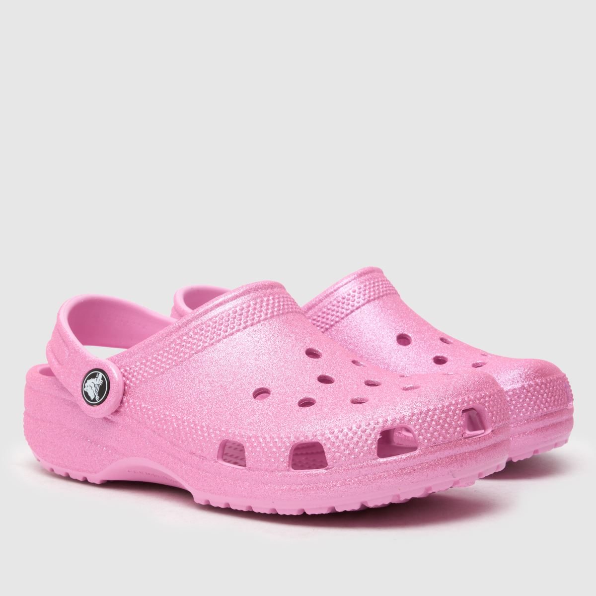 Kids Girls Junior Pink Crocs Classic Glitter Clog Sandals | schuh