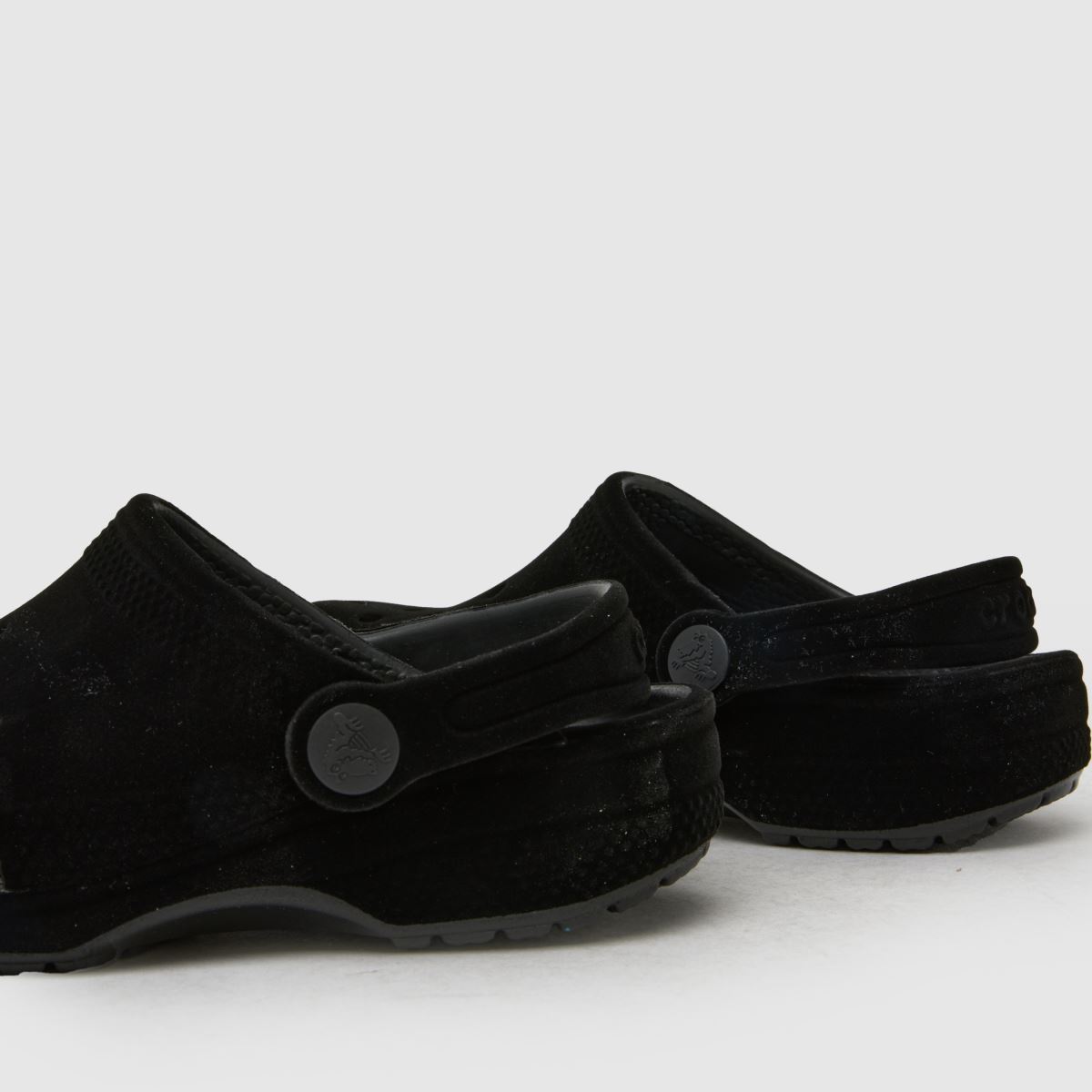 Kids Girls Junior Black Crocs Classic Velvet Clog Sandals | schuh