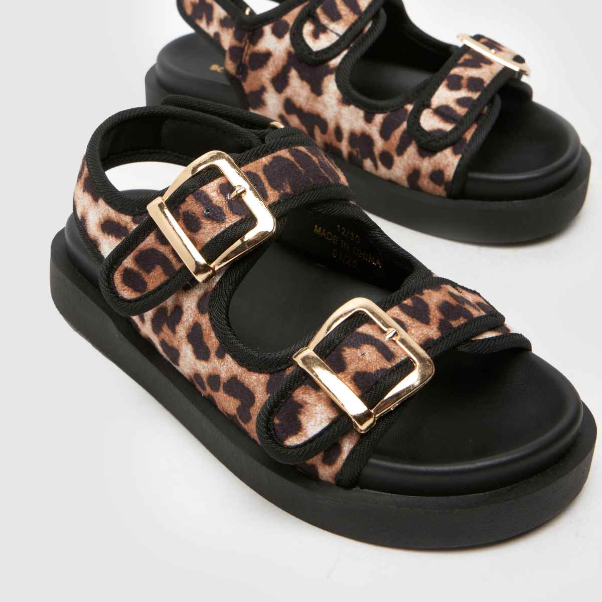 Kids Girls Junior Beige & Brown schuh Tabs Buckle Footbed Sandals | schuh