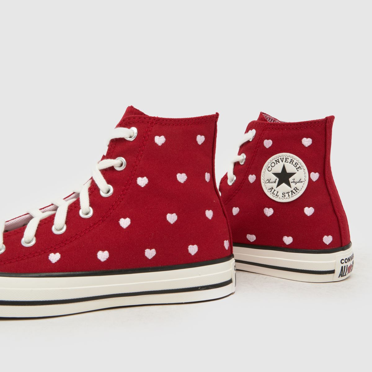 Kids Girls Youth Red Converse Chucks in Love All Star Hi Trainers | schuh