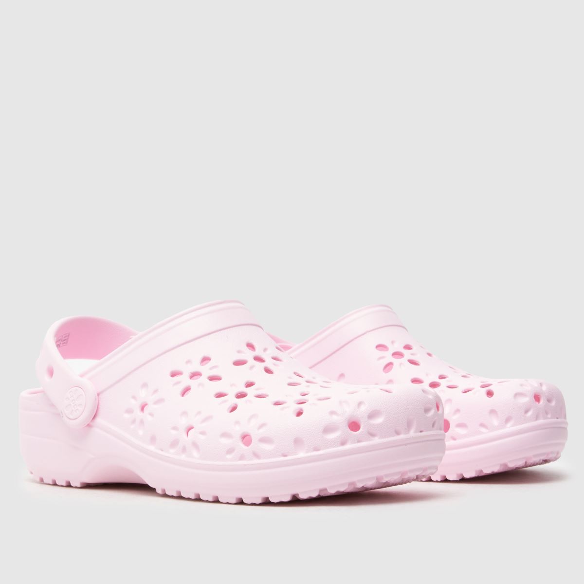 Kids Girls Youth Pale Pink Crocs Floral Cut Out Clog Sandals | schuh