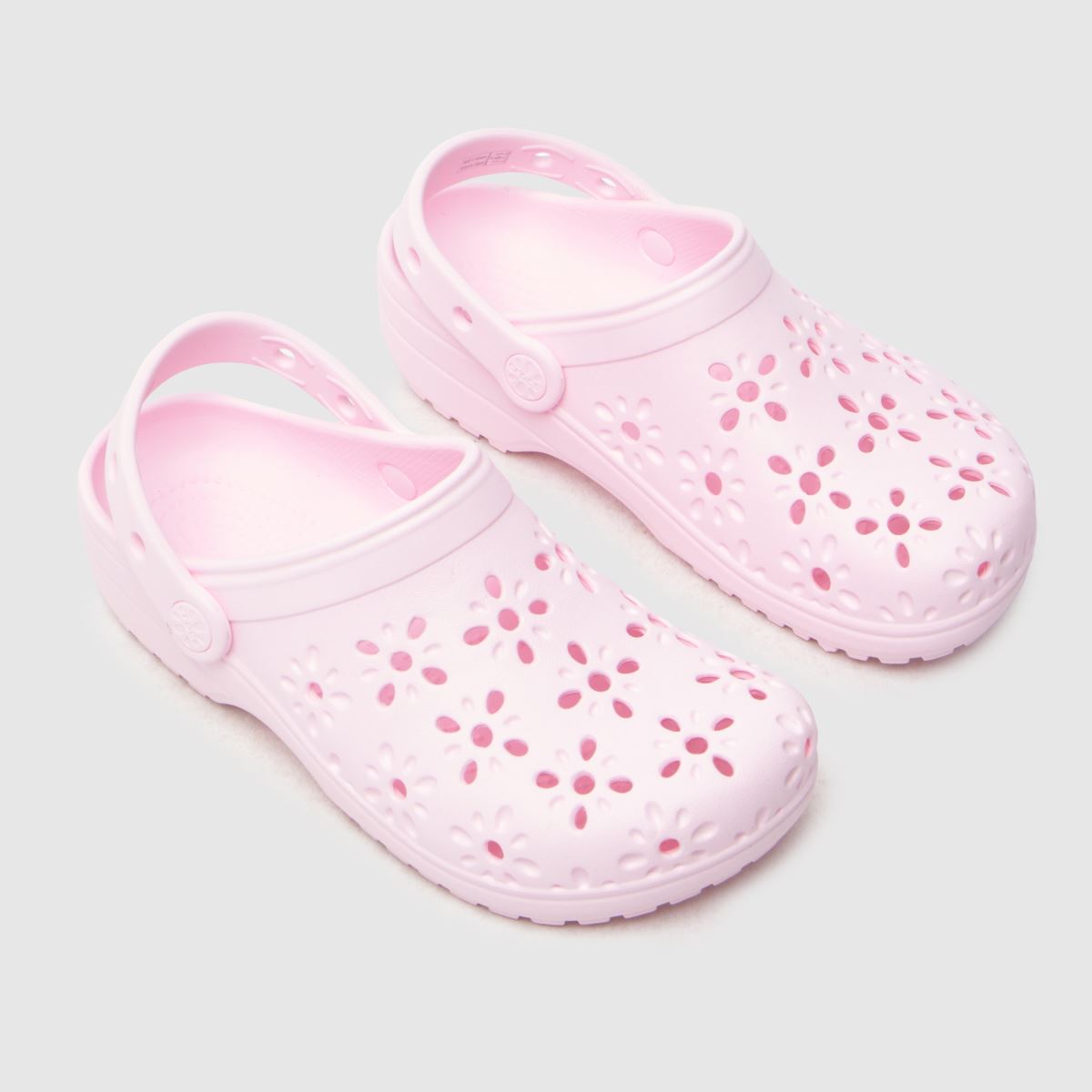 Kids Girls Youth Pale Pink Crocs Floral Cut Out Clog Sandals | schuh