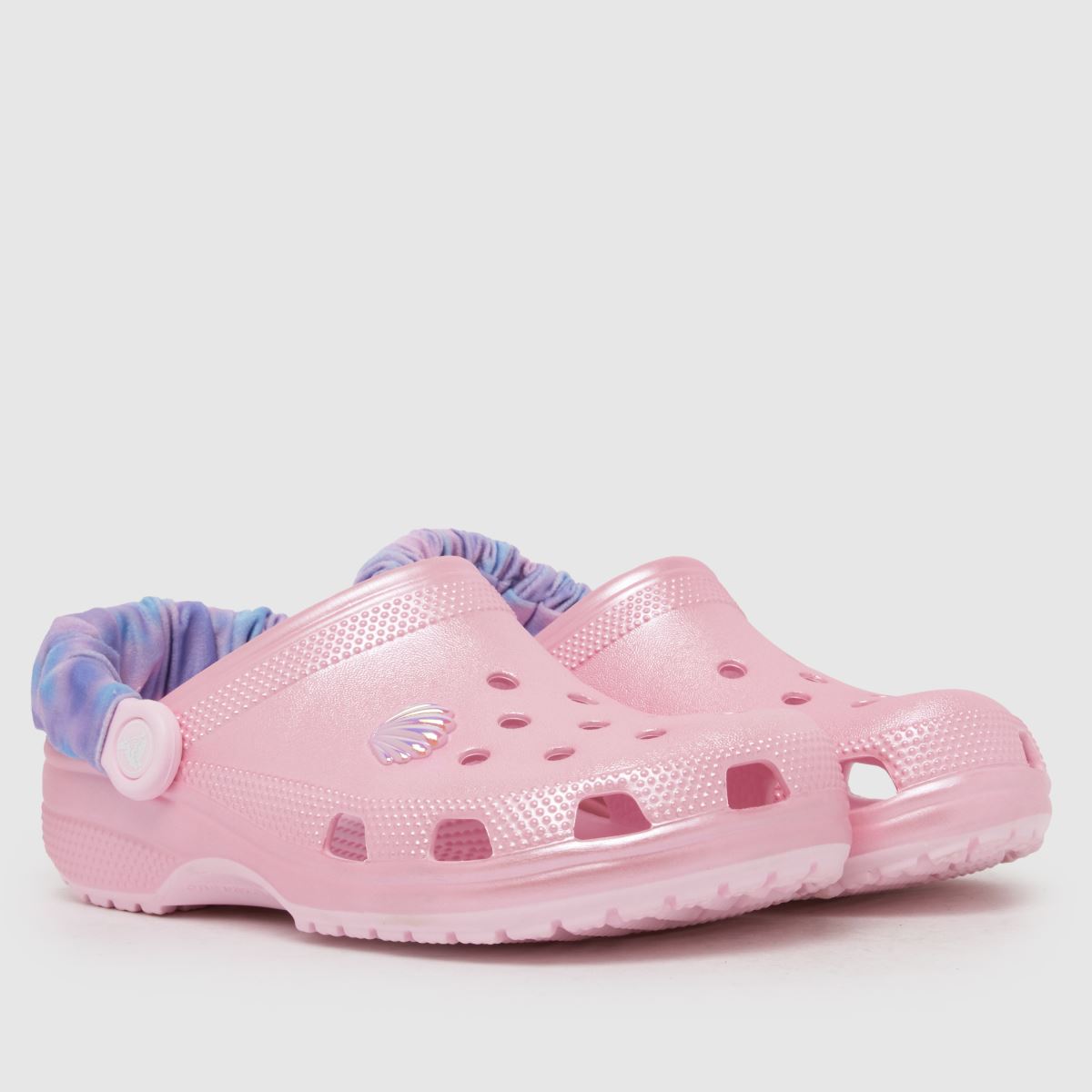 Kids Girls Youth Pale Pink Crocs Classic Scrunchie Shell Clog Sandals ...